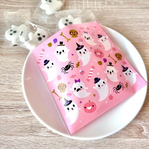Pink Ghost Halloween Self Seal Cello Party Favor Candy Bags - Ghost ...