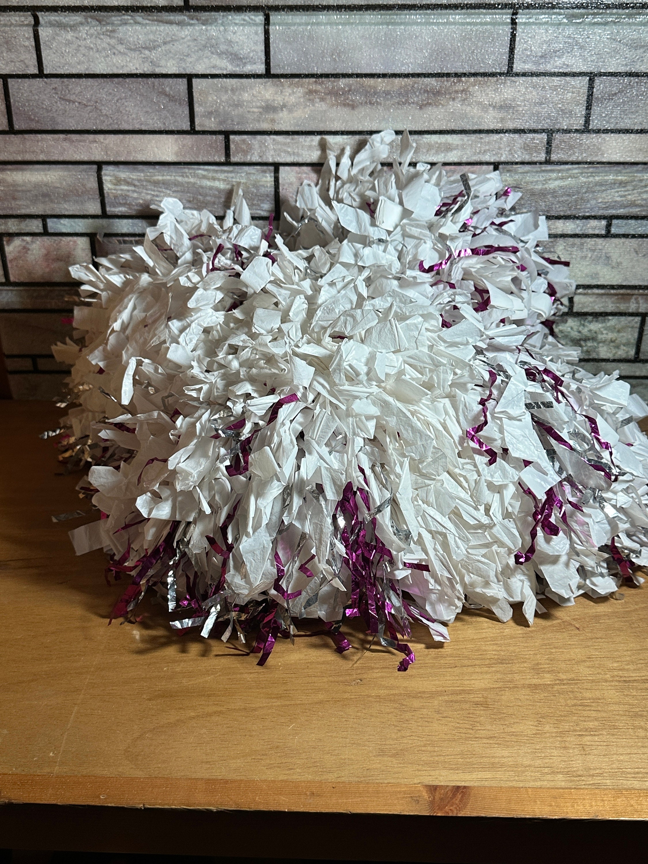 Hand Made Dance and Cheer Team Pom Poms From Texas. White W Purple, - Etsy