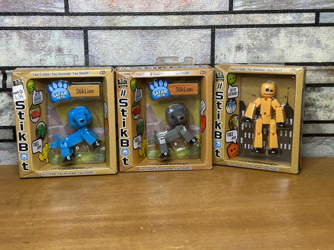 Stikbot Figure Lot: Yellow, Blue & Gray Safari Pets - Etsy