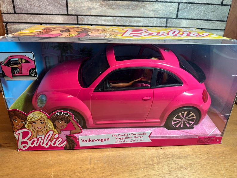 Barbie Volkswagen the Beetle Pink VW Car BJP37, Blonde Doll, Free ...