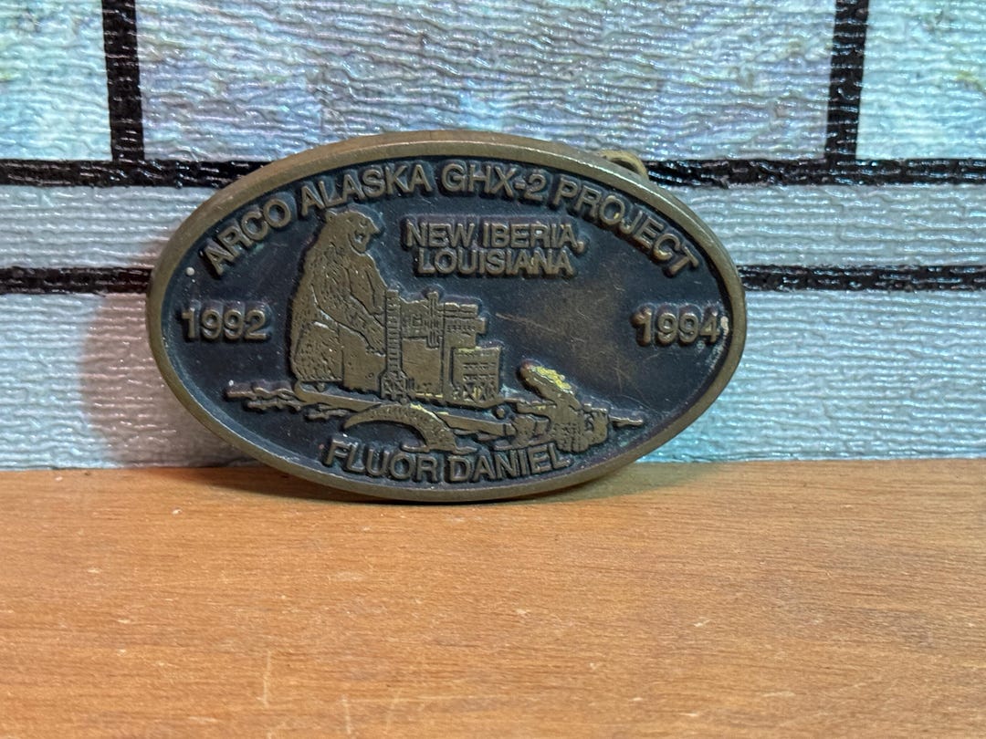 Brass Flour Daniel ARCO Alaska Belt Buckle, New Iberia Louisiana, We ...