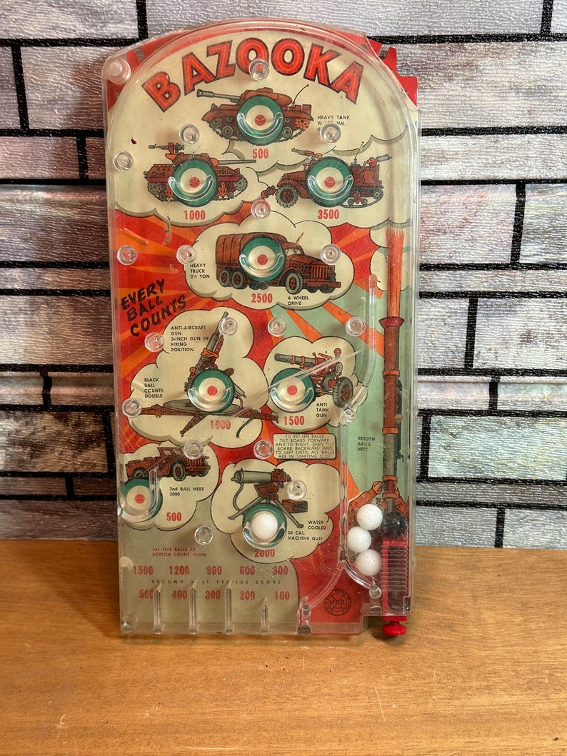 Bazooka Military Army Pinball Game, Marbles, Mar Toys USA, 1950s, Same ...