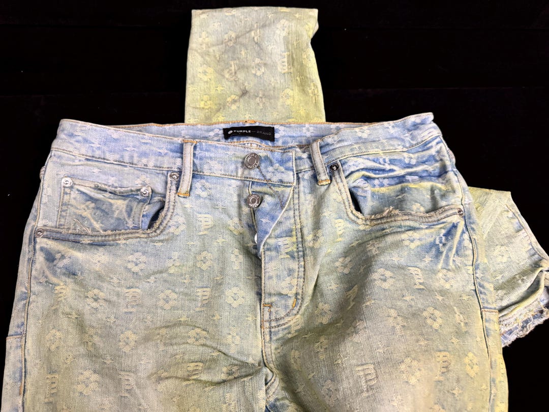 Purple Brand Monogram Denim Jeans Mens 34, Style # P001 Blue Slim Fit ...