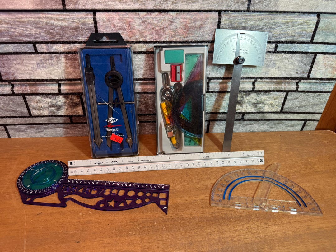 Vintage Drafting Kit LOT, Various Drafting Instruments, School Supplies ...