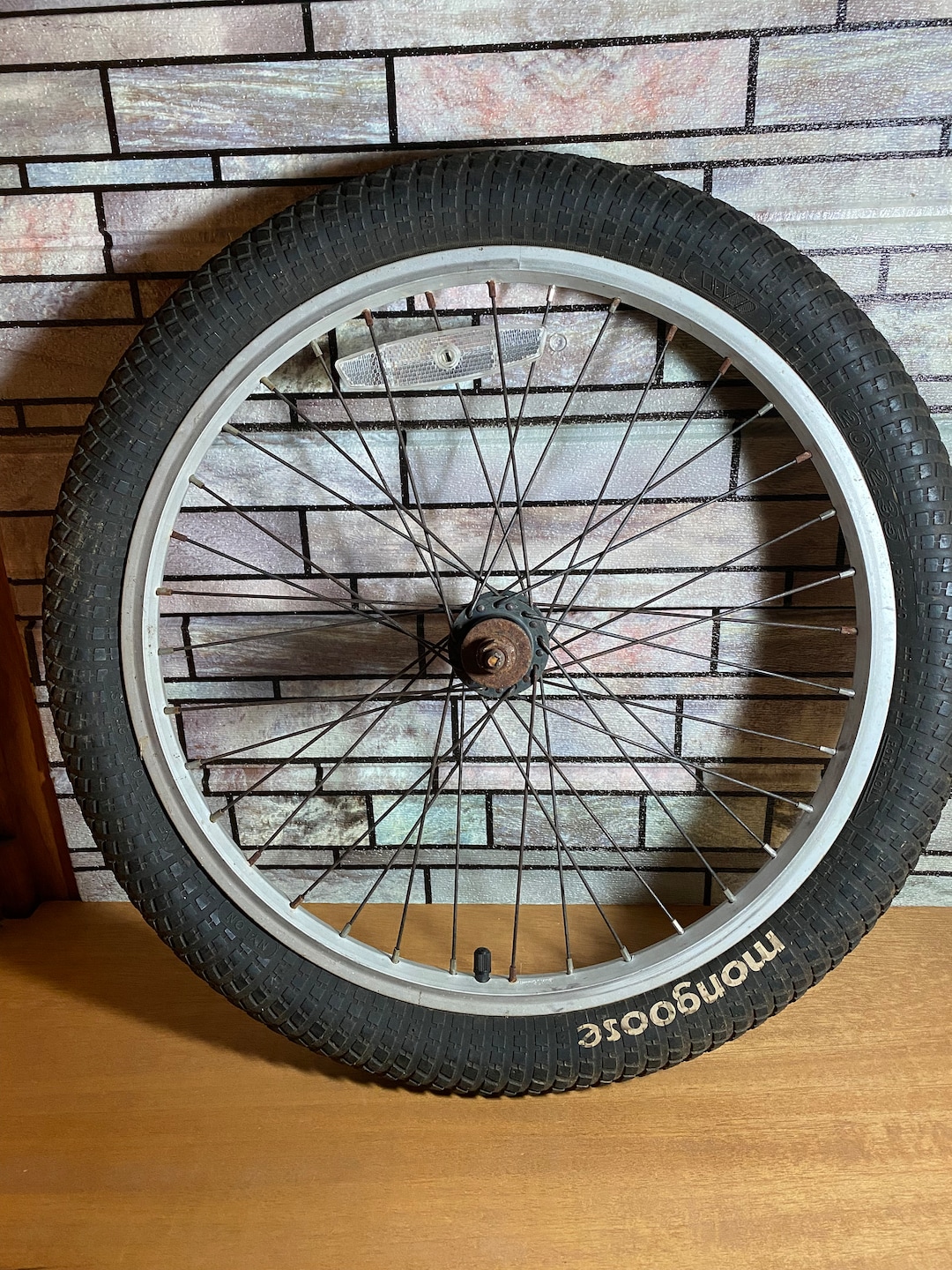 Mongoose 20" Bicycle Anodized Silver Wheel 36 Spoke BMX Bike Plus Tire ...