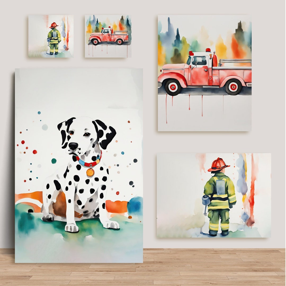 Fireman Series 1 Watercolor Prints Set of 3 Digital Art for - Etsy