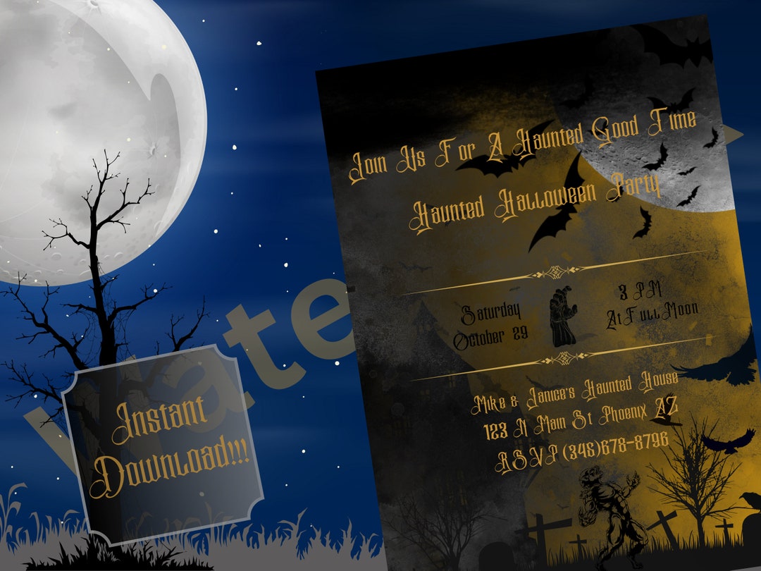 Howling Wolf Halloween Party Invitation Digital Download!!!! - Etsy