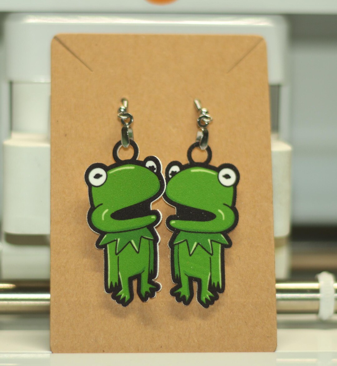 Legally Distinct Frog Puppet Character Earrings Kermit the Frog Muppets ...