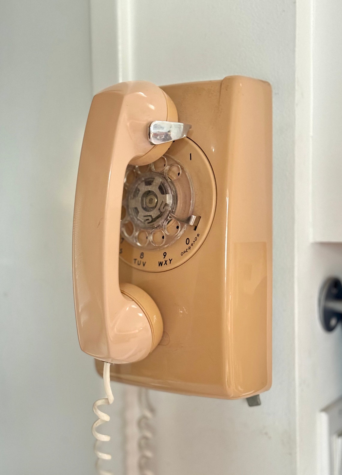 Vintage Pink Beige Bell System Wall Phone - Etsy