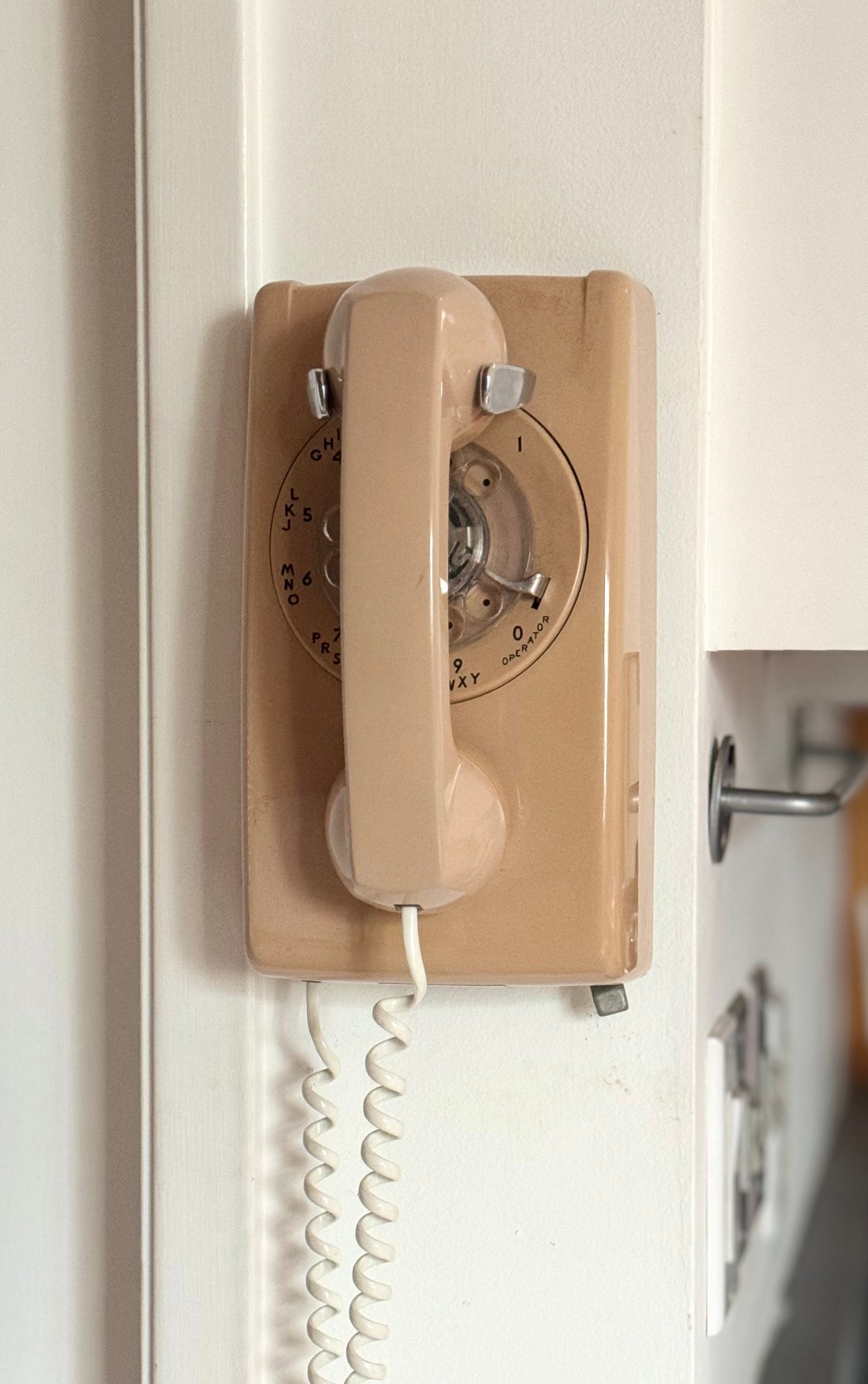 Vintage Pink Beige Bell System Wall Phone - Etsy