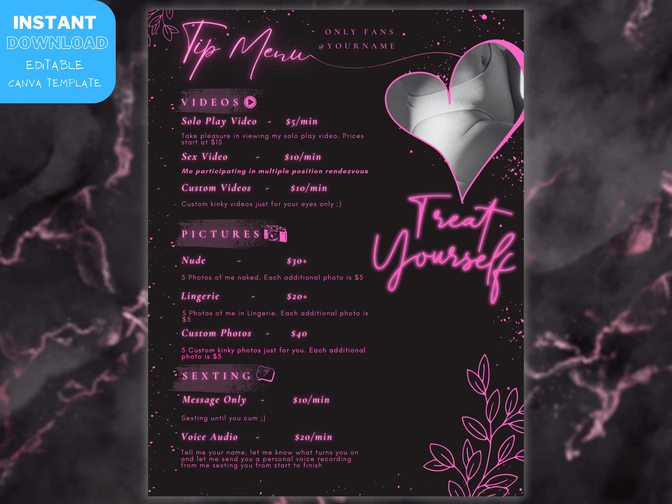Neon Onlyfans Tip Menu | Editable Template | Canva Template | Tip Menu ...