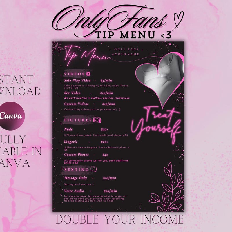 Onlyfans Tip Menu - Etsy