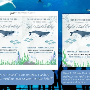 Editable Under the Sea Aquarium Birthday Invitation - Ocean, Sealife ...