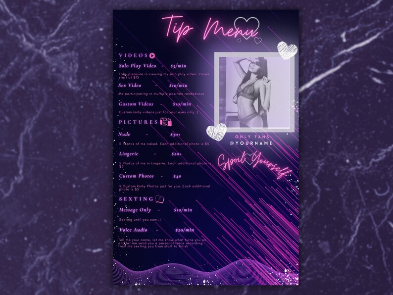 Neon Shooting Stars Onlyfans Tip Menu, Editable Template, Tip Menu ...
