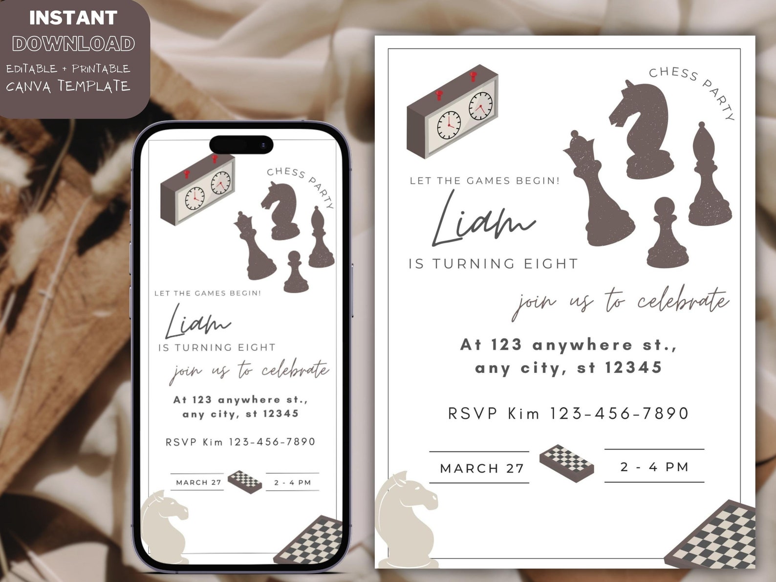 Chess Birthday Party Invitation for Chess Lovers | School Chess Club ...