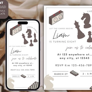 Chess Birthday Party Invitation for Chess Lovers | School Chess Club ...