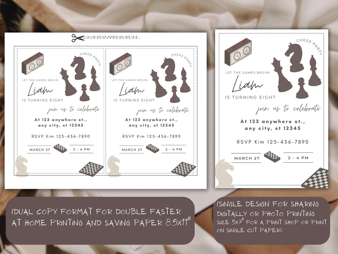 Chess Birthday Party Invitation for Chess Lovers | School Chess Club ...