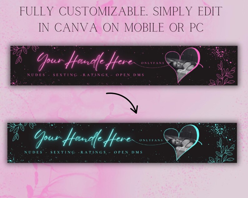 Neon Onlyfans Tip Menu Banner Bundle | Editable Template | Canva ...