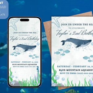 Editable Under the Sea Aquarium Birthday Invitation - Ocean, Sealife ...