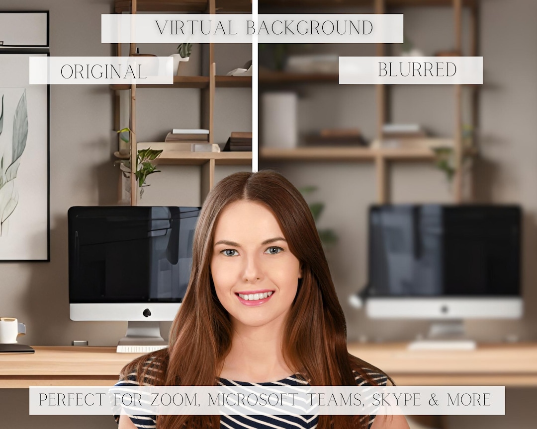 Minimalist Office Zoom Background, Serene Workspace, Greenery for ...