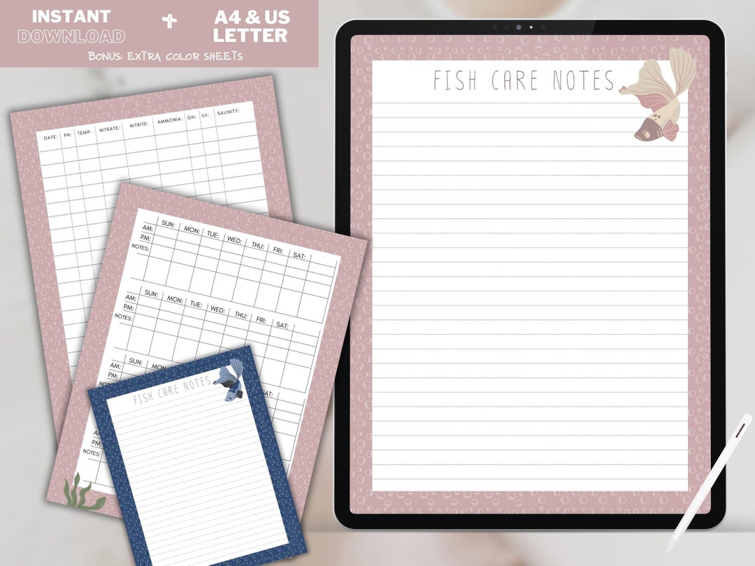 Fish Aquarium Maintenance Care Sheet Log, Journal, Fish Tank Journal ...