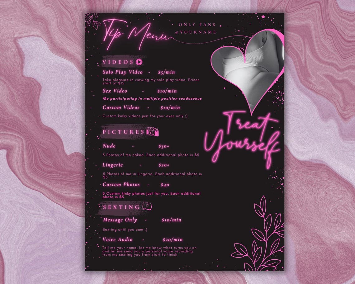 Neon Onlyfans Tip Menu | Editable Template | Canva Template | Tip Menu ...