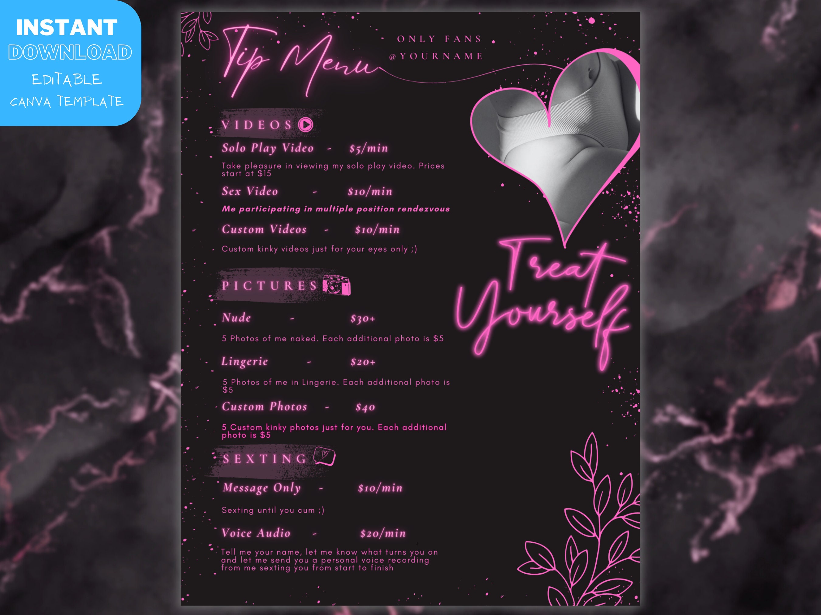 Neon Onlyfans Tip Menu Editable Template Canva Template Tip Menu ...