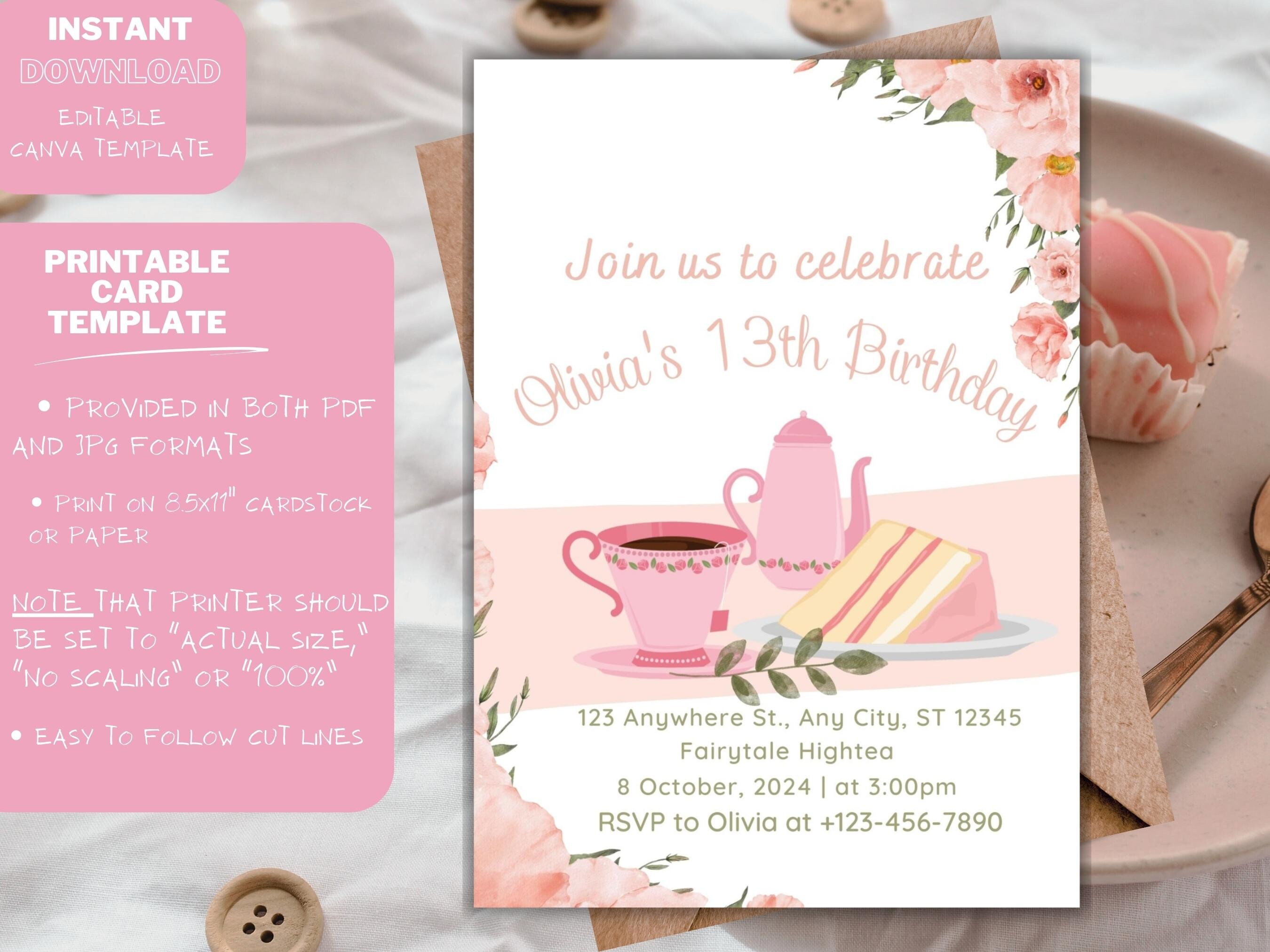 Pastel Pink High Tea Birthday Invitation Mother's Day - Etsy