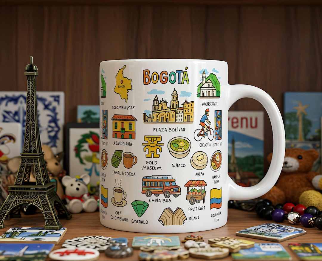 Bogota Colombia Mug | Colorful Ceramic Icons Travel Mug | 11oz 325ml ...