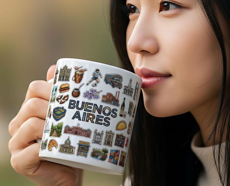 Buenos Aires Argentina Cultural Icons Mug | 11oz Ceramic Coffee Mug ...