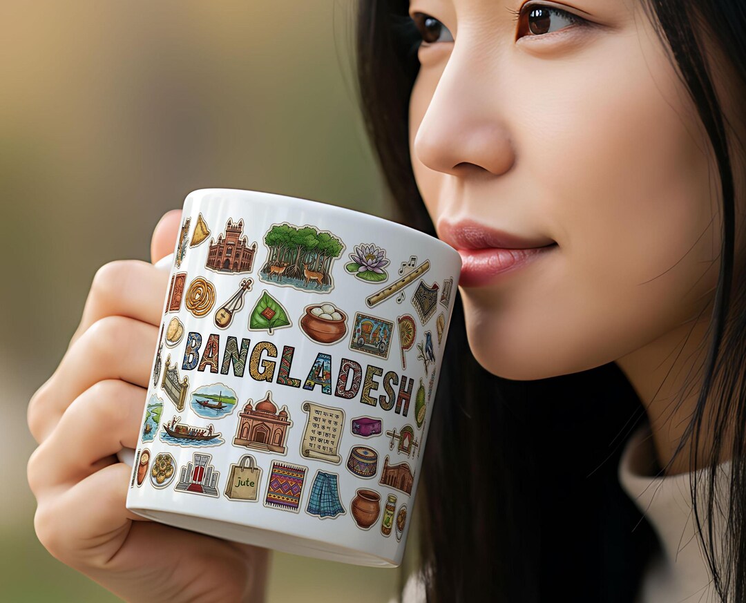 Bangladesh Cultural Icons Mug | 11oz Ceramic Coffee Mug | Bangladeshi ...