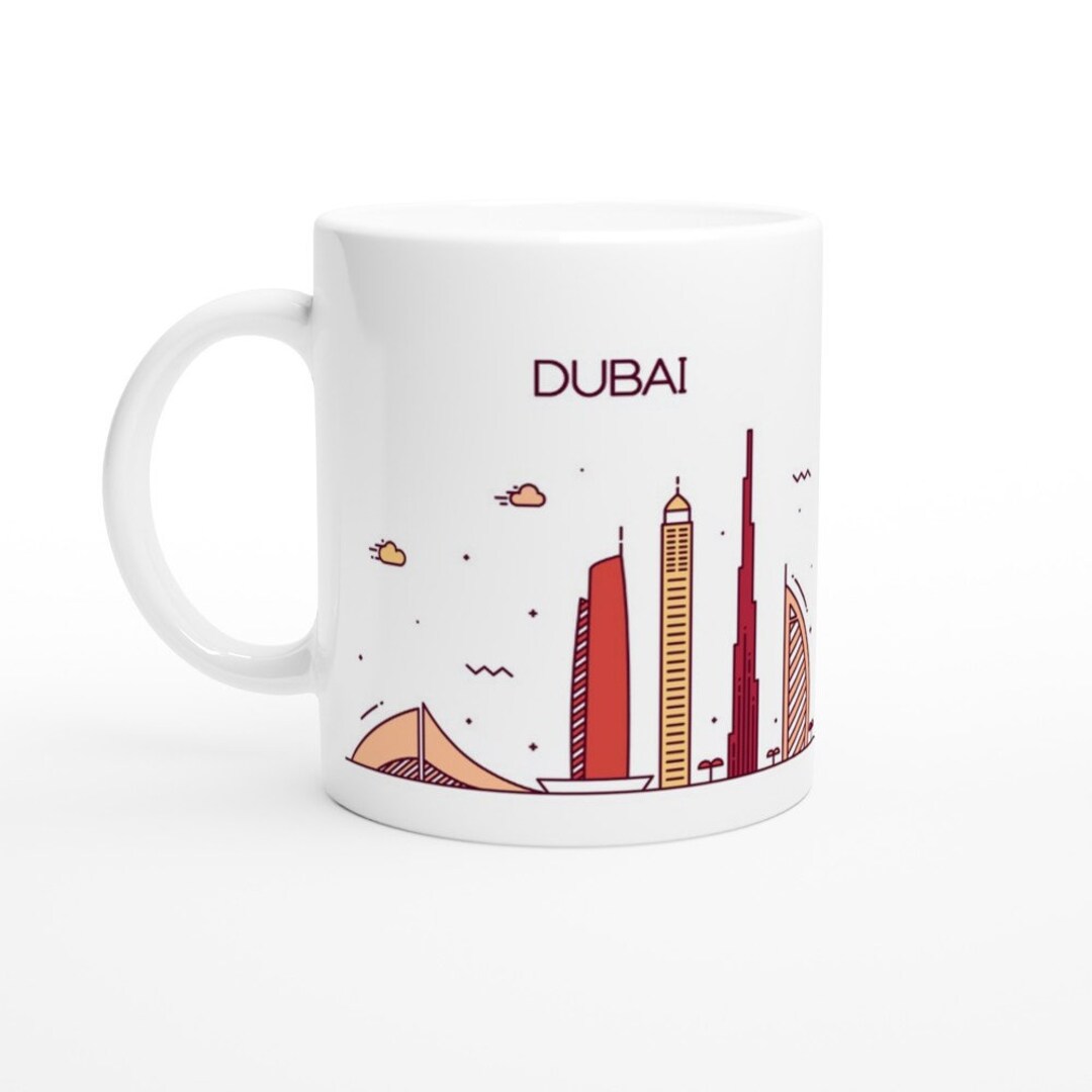 Dubai United Arab Emirates Skyline Travel Mug White 11oz Ceramic Gifts ...