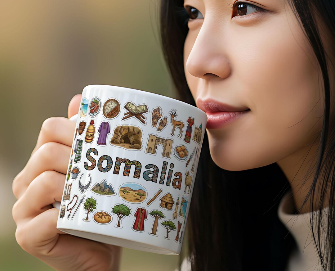 Somalia Cultural Icons Mug | 11oz Ceramic Coffee Mug | Somali Landmarks ...