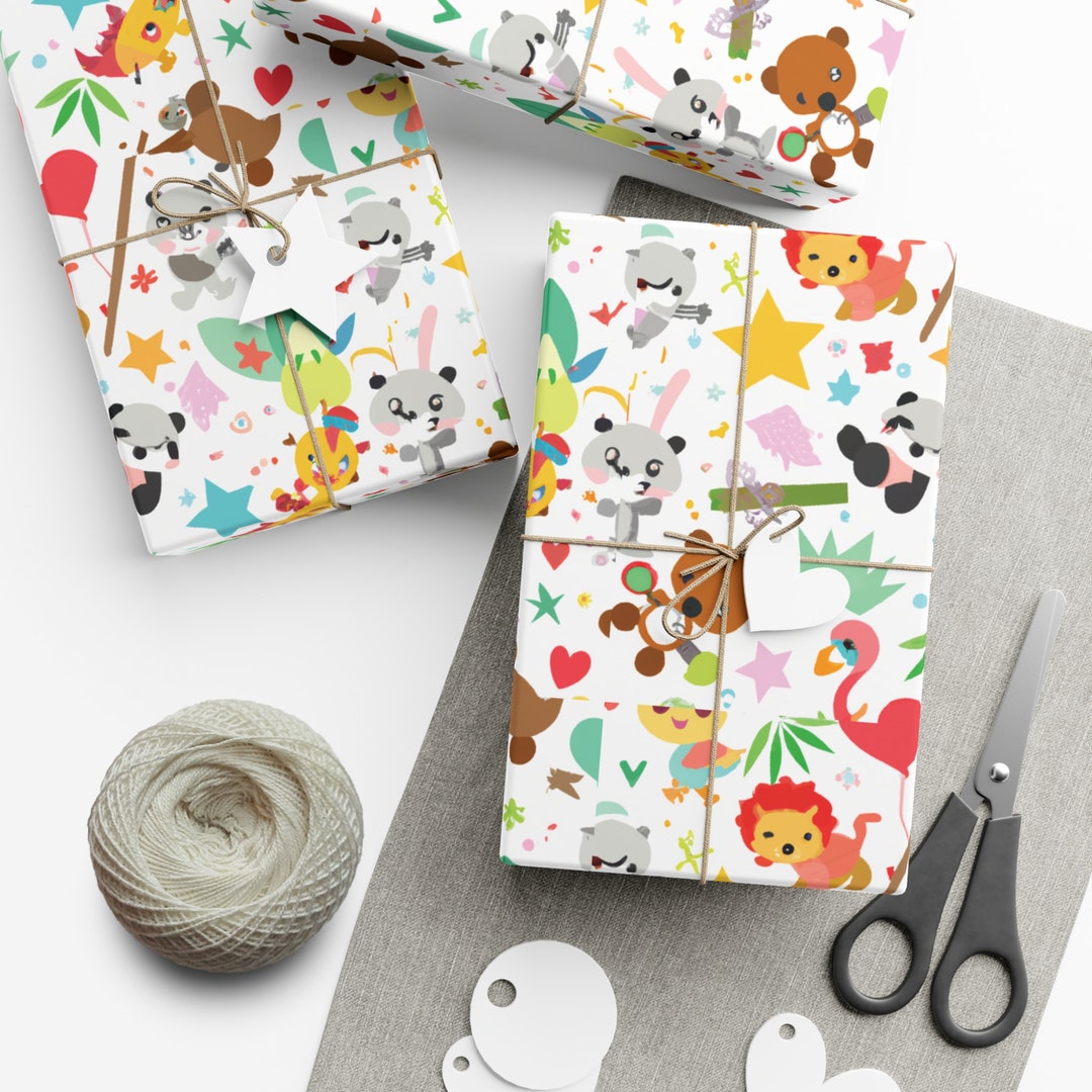 Safari Wrappi Baby Shower Paper, Baby Wrapping Paper, Safari Gift Wrap ...