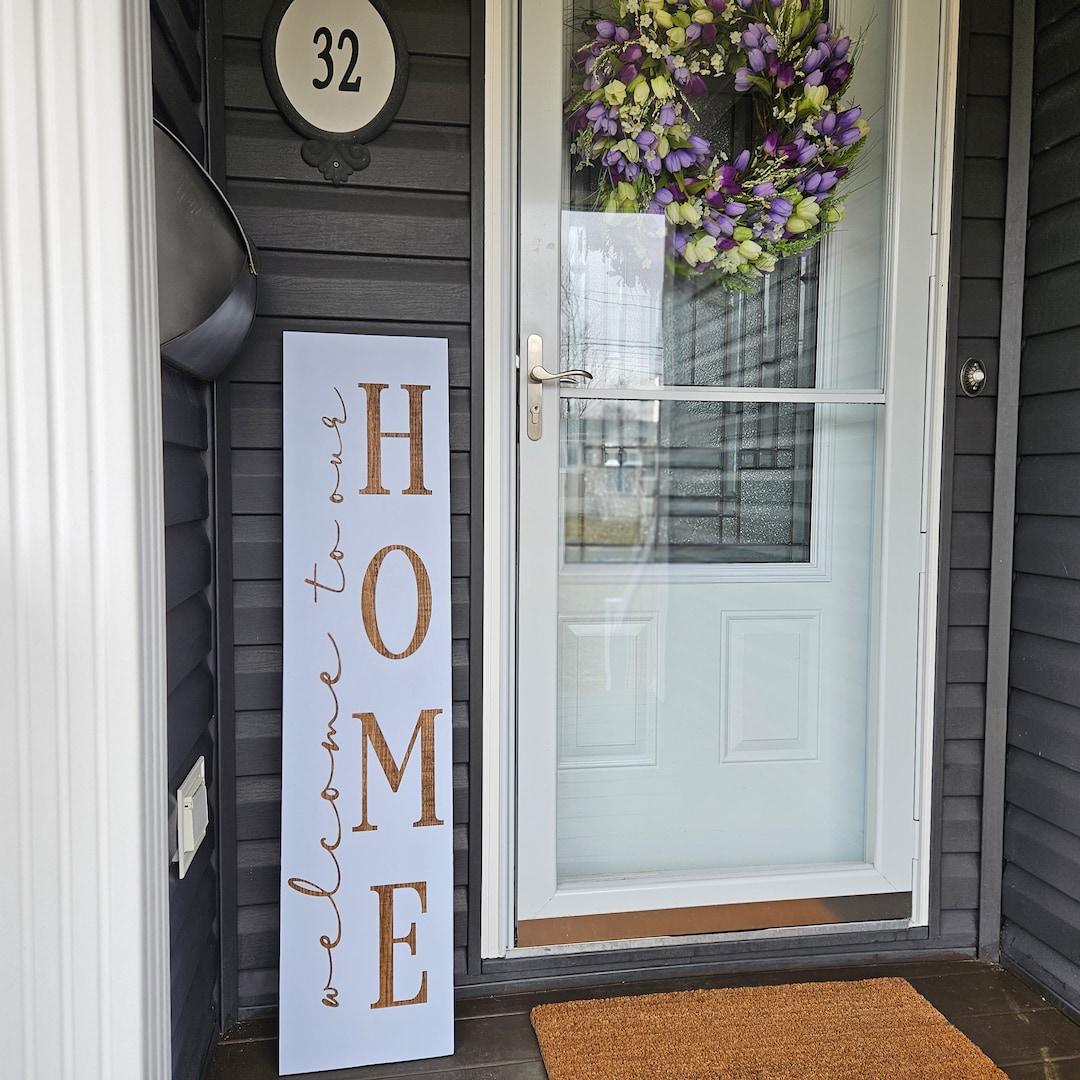 Welcome to Our Home Leaning Porch Sign, Spring and Summer Porch Leaner ...