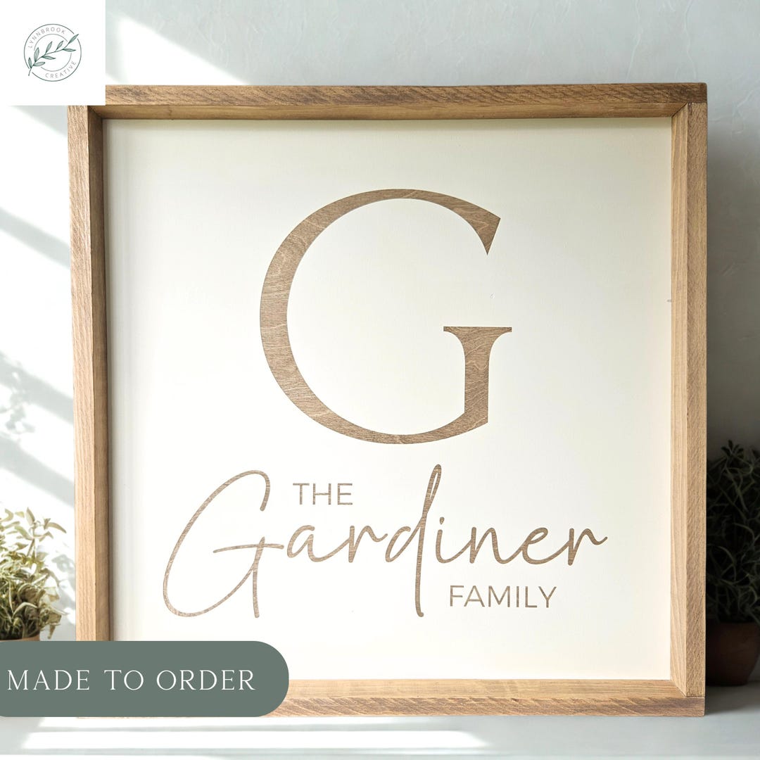 Custom Monogram Last Name Farmhouse Sign, Solid Wood Hand Painted ...