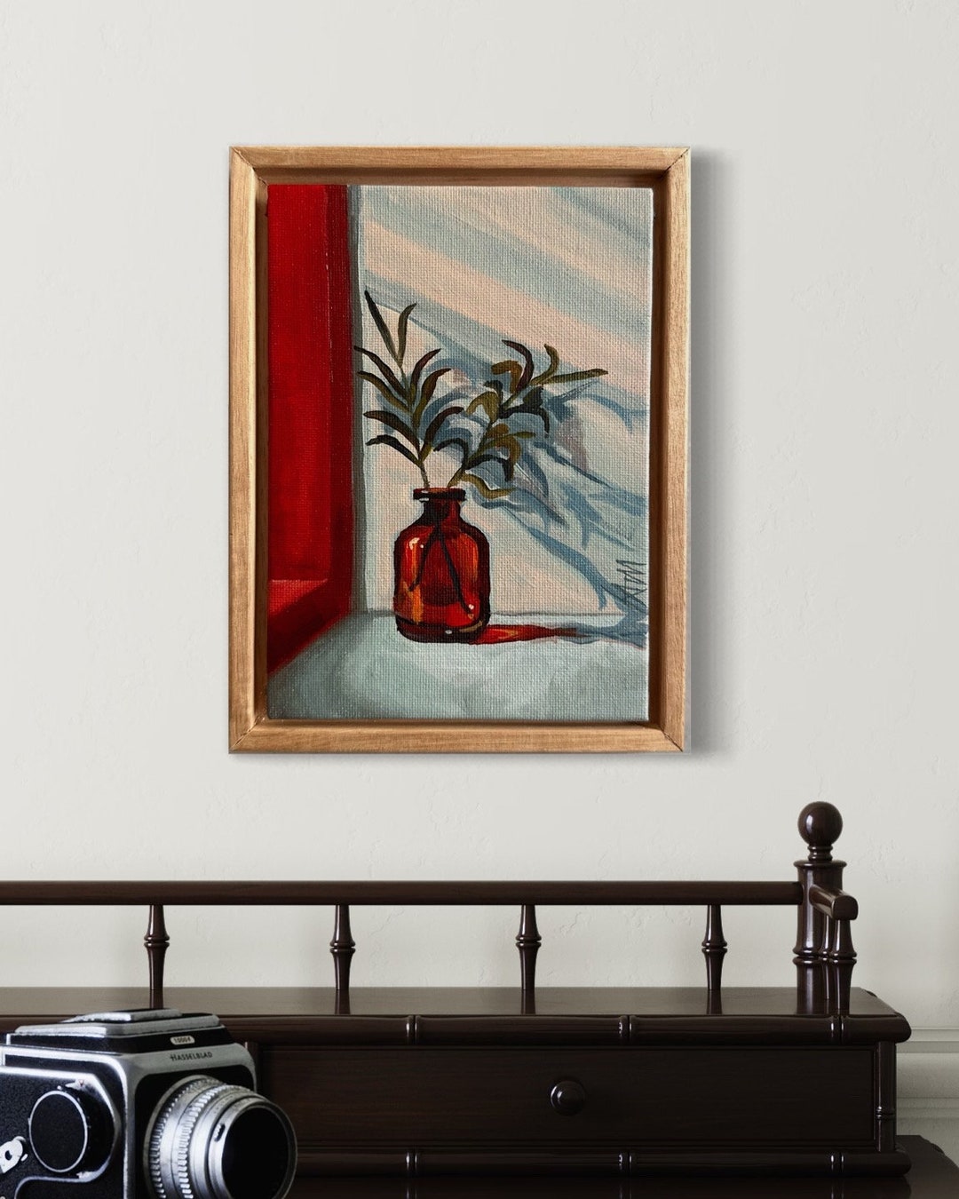 Painting Small Little Framed Work Acrylic Painting Original Palm Leaves ...