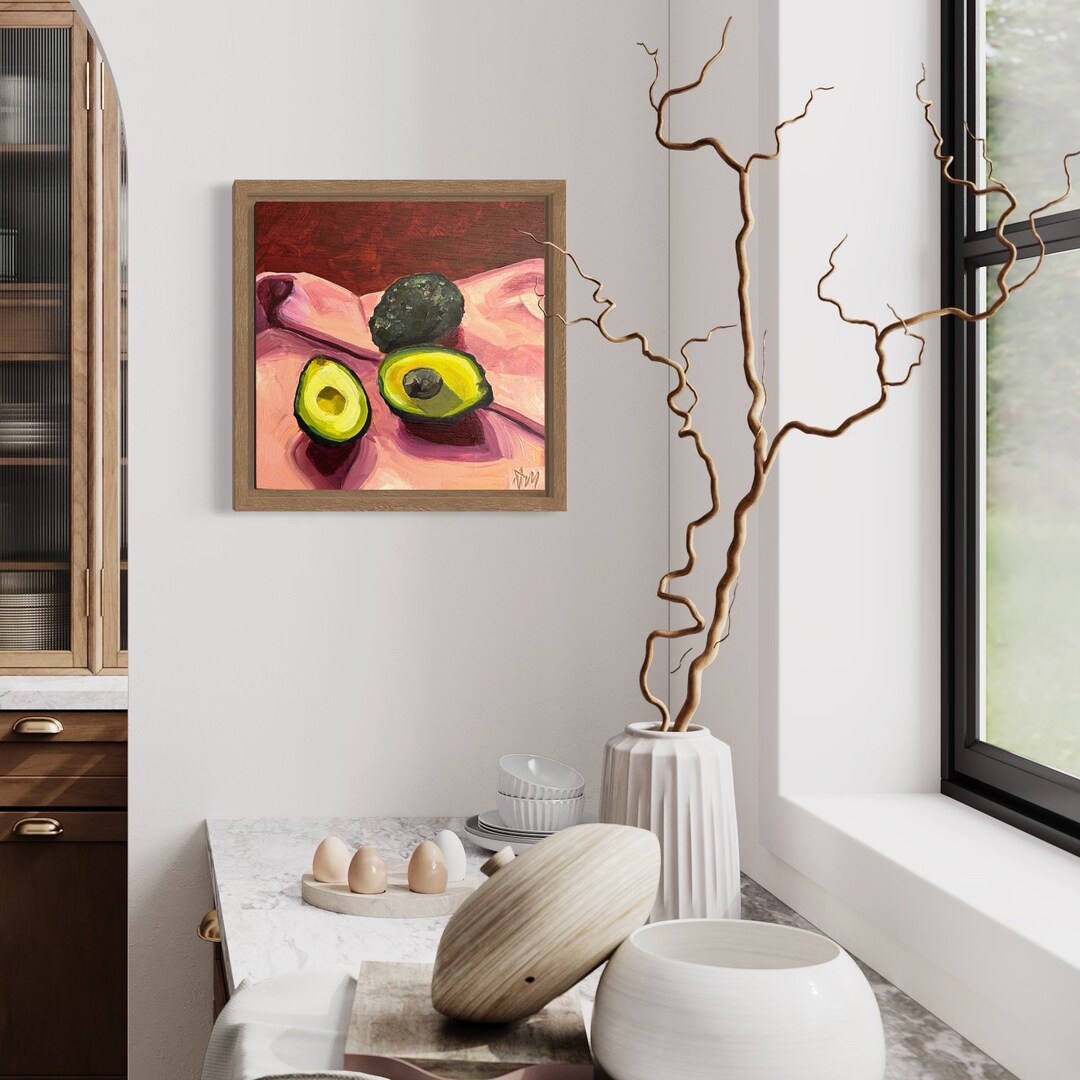 Avocado Art Square Painting Original Acrylic Framed Art Avocado Lover ...