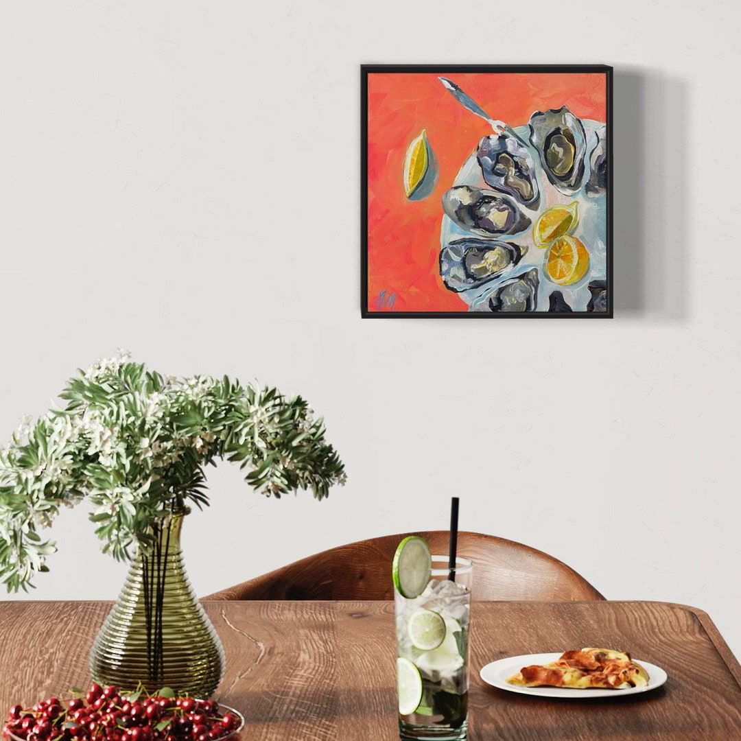 Bright Oyster Painting Digital Download : Plate of Oysters With Vibrant ...
