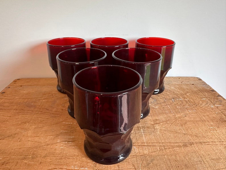 Georgia Pattern Vintage Ruby Red Goblets Set of 6 - Etsy