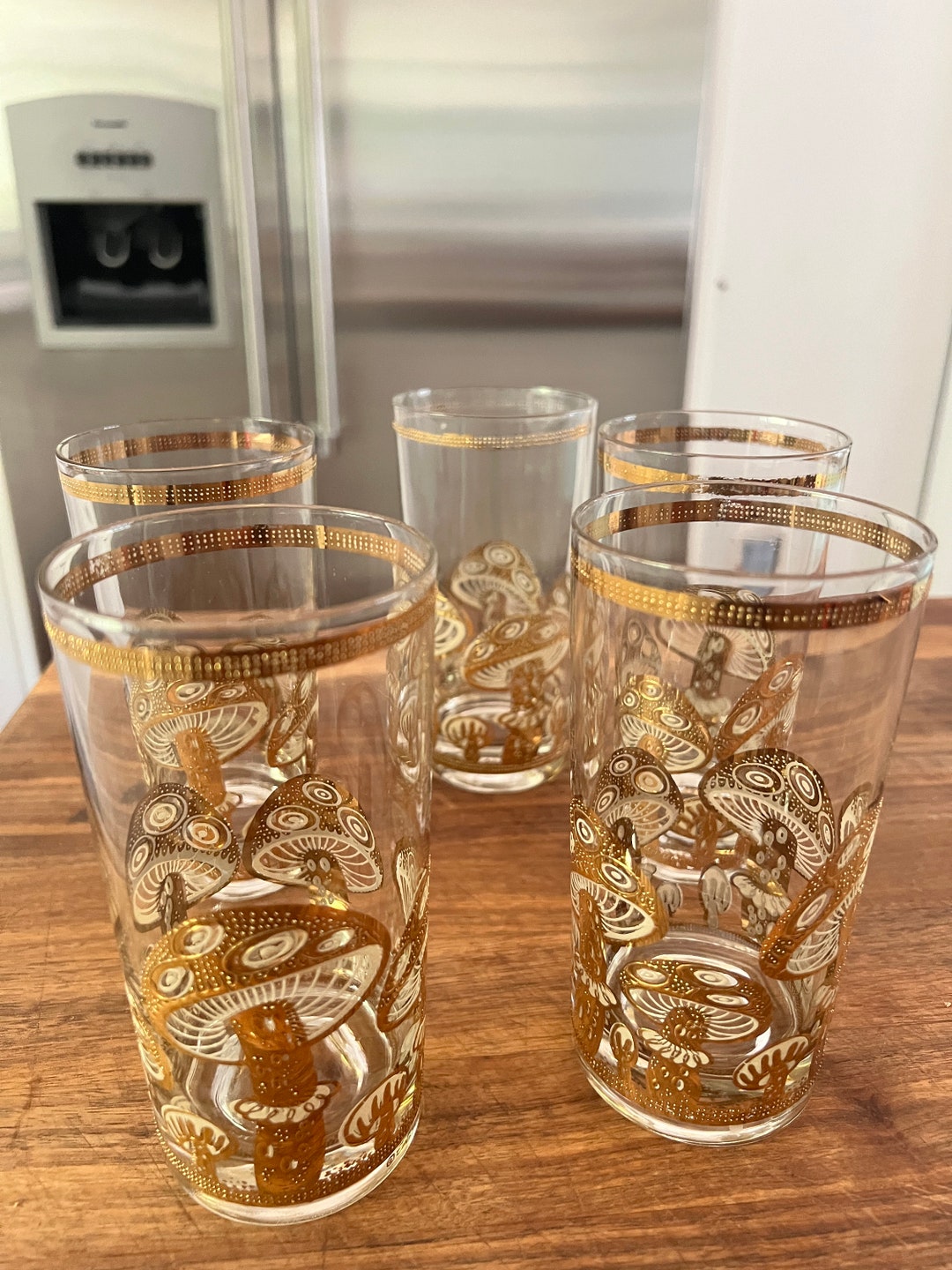 Gold Mushroom Highball Glasses by Culver Set of 5 - Etsy