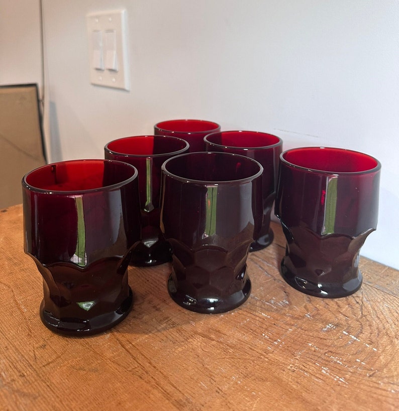 Georgia Pattern Vintage Ruby Red Goblets Set of 6 - Etsy