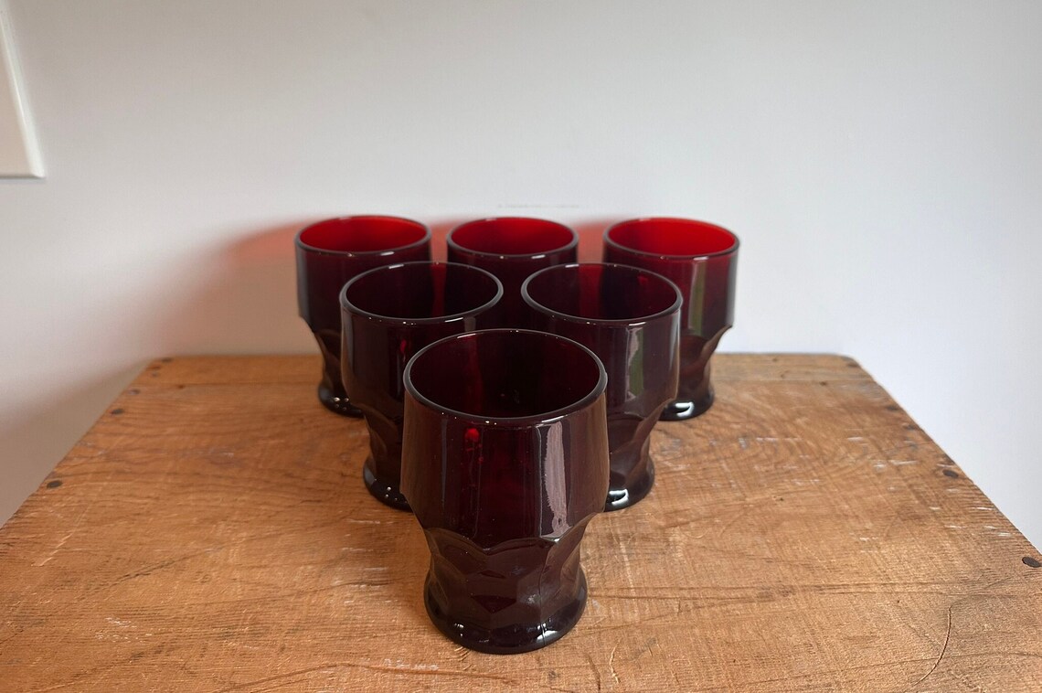 Georgia Pattern Vintage Ruby Red Goblets Set of 6 - Etsy