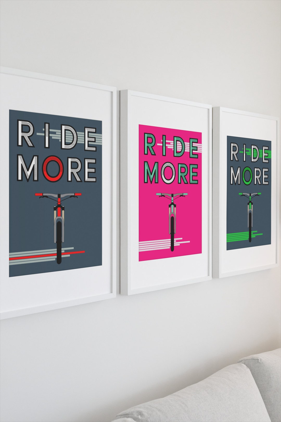 Ride More Mountain Bike Art Print, Bicycle Wall Decor. Unique Bike ...
