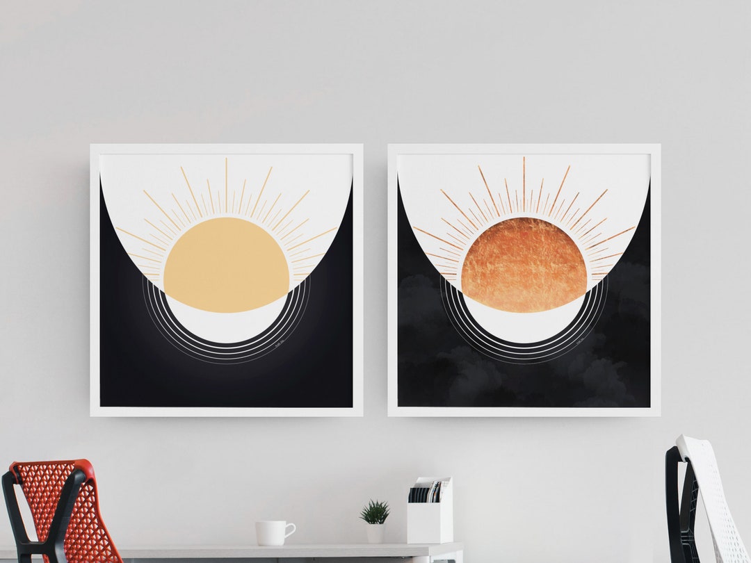 Sun and Moon Overlap Print, Eclipse Wall Art, Space Wall Decor, Natural ...