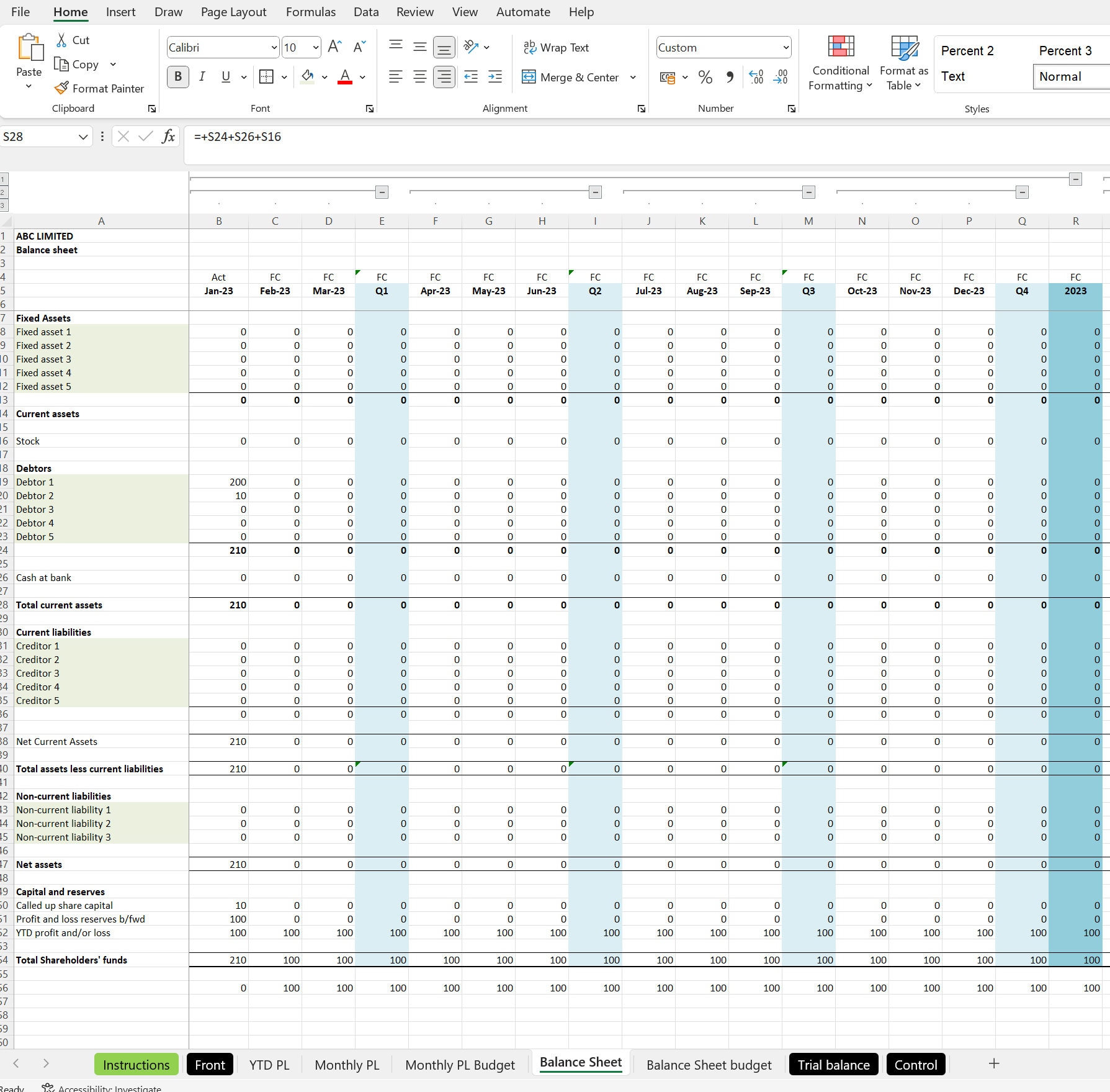 Basic 3 Year Profit & Loss and Balance Sheet Template - Etsy