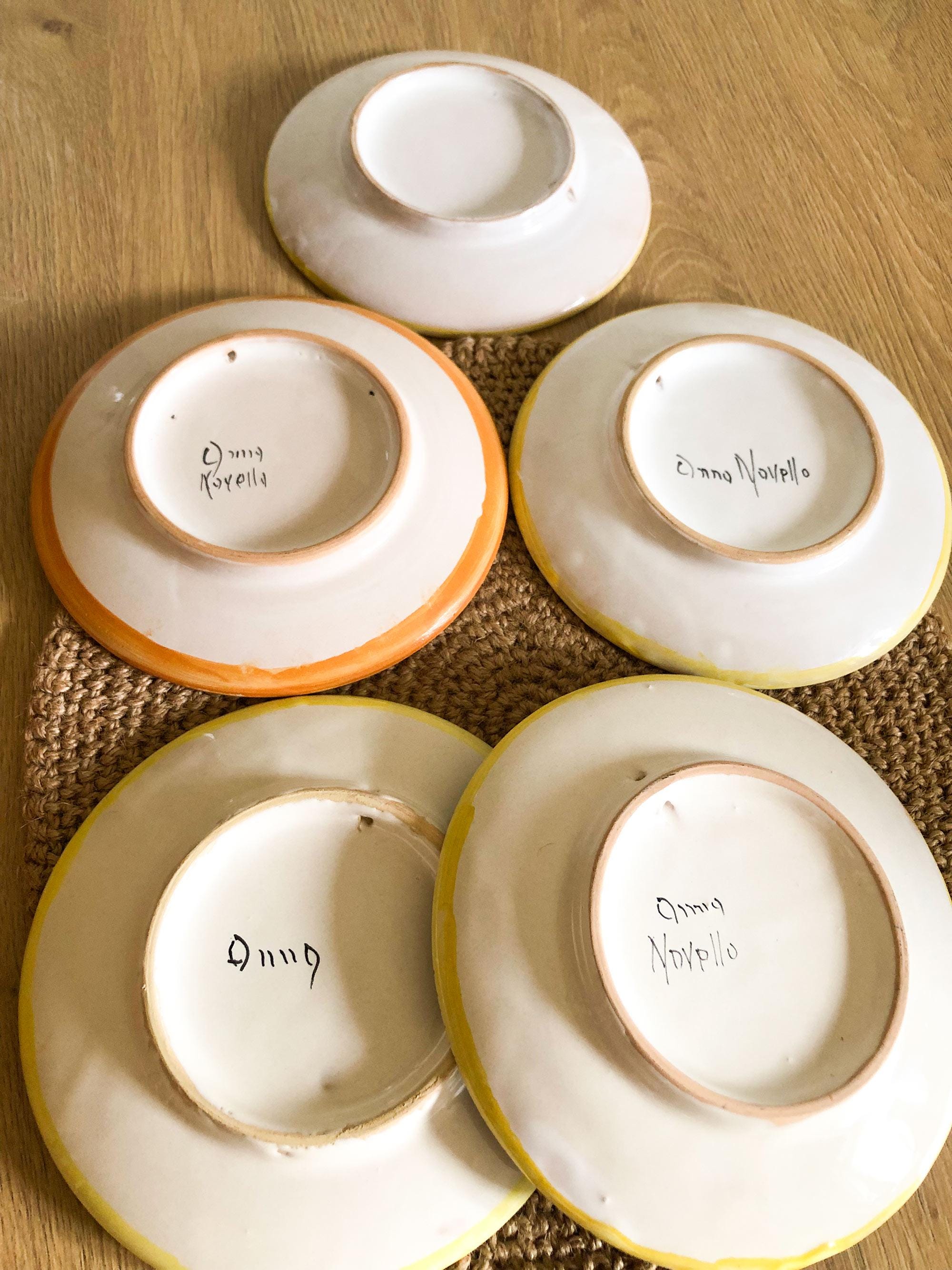 Set of 5 Small Deruta Plates – Hand-painted Italian Ceramics – Birds ...