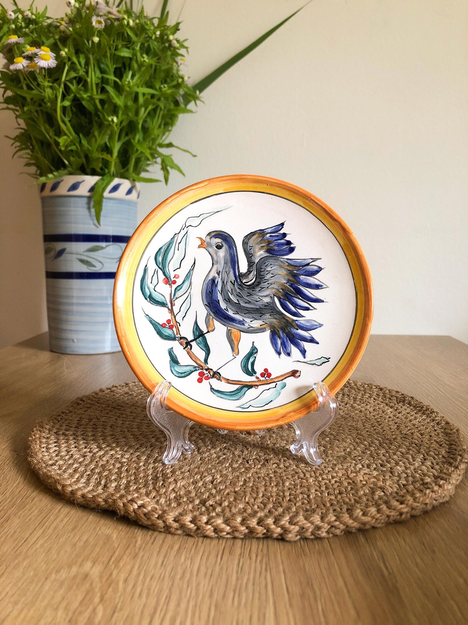 Set of 5 Small Deruta Plates – Hand-painted Italian Ceramics – Birds ...