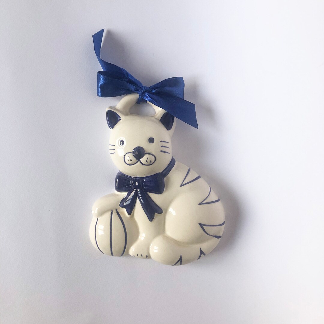 Hand-painted Ceramic Cat Wall Figurine, Interior Decor - Etsy
