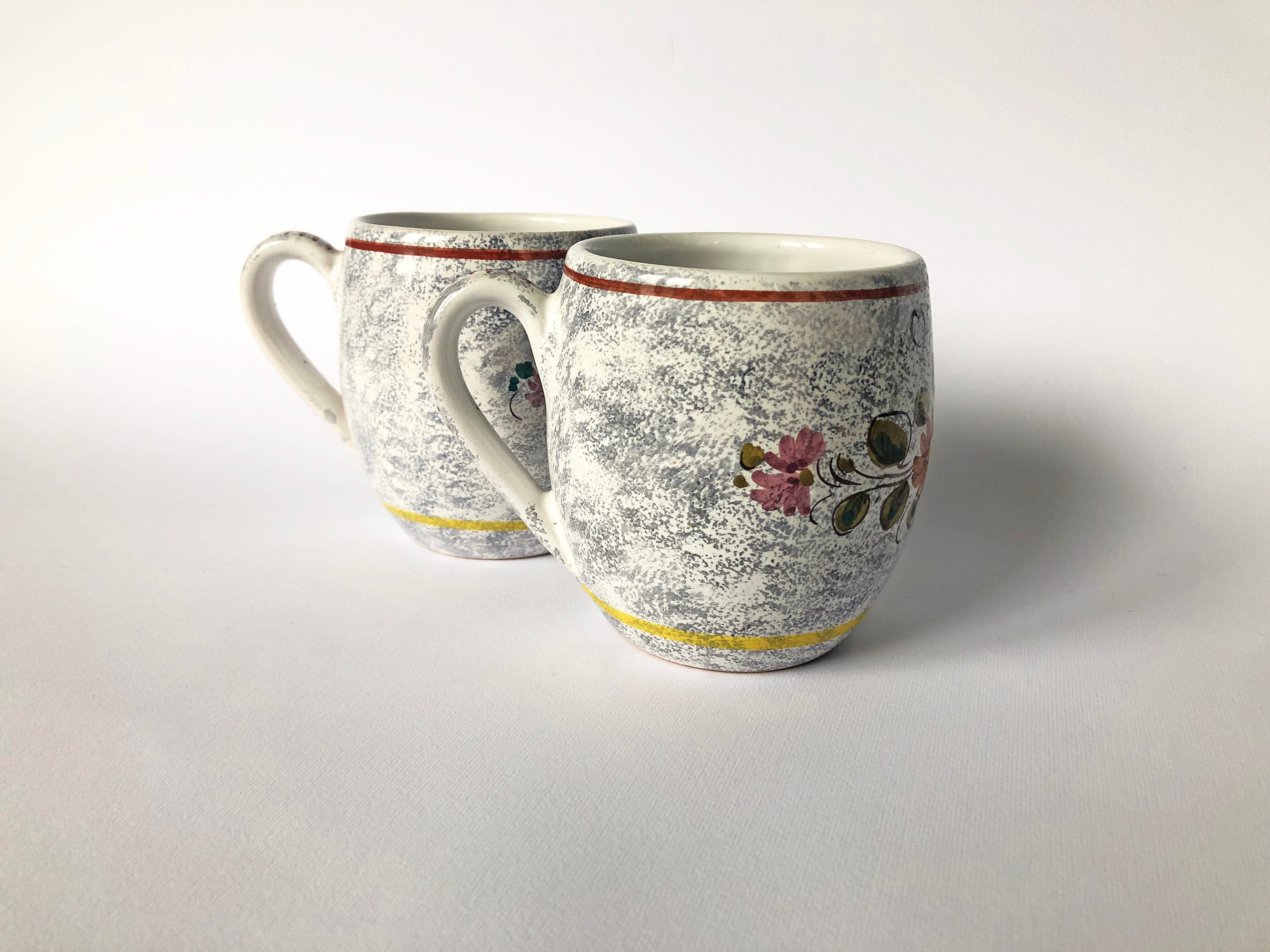 Hand Painted Vintage Italian Mugs, Italian Vintage, Pair of Tee Mugs - Etsy